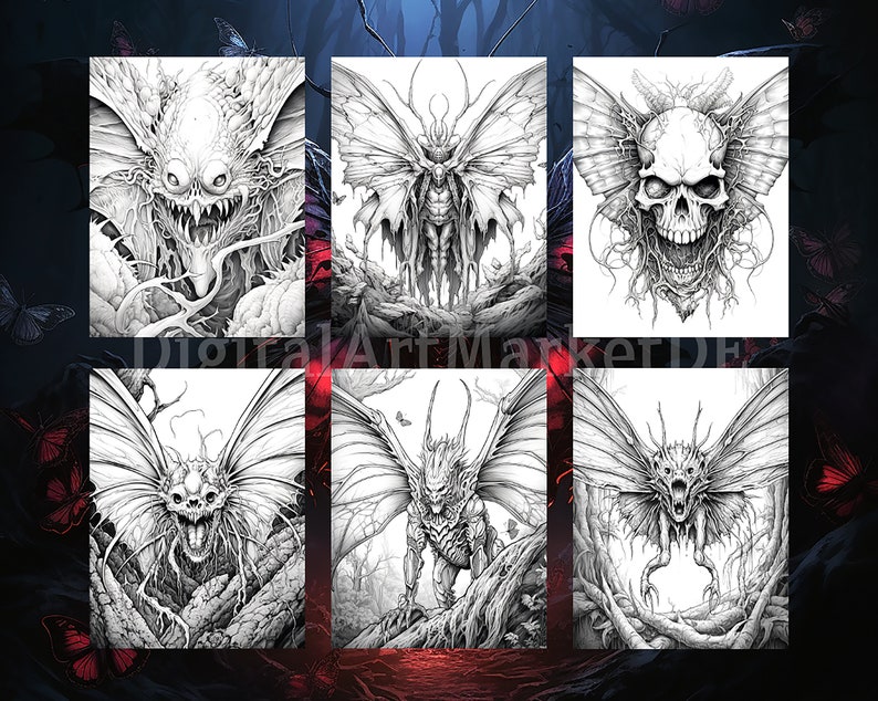 Daemon Papilio Coloring Pages for Adults Instant Download - Etsy