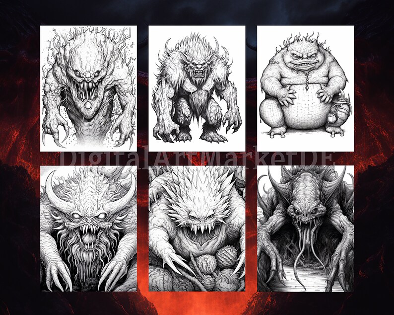 Absurd Creatures Coloring Pagesfor Adults Instant Download - Etsy