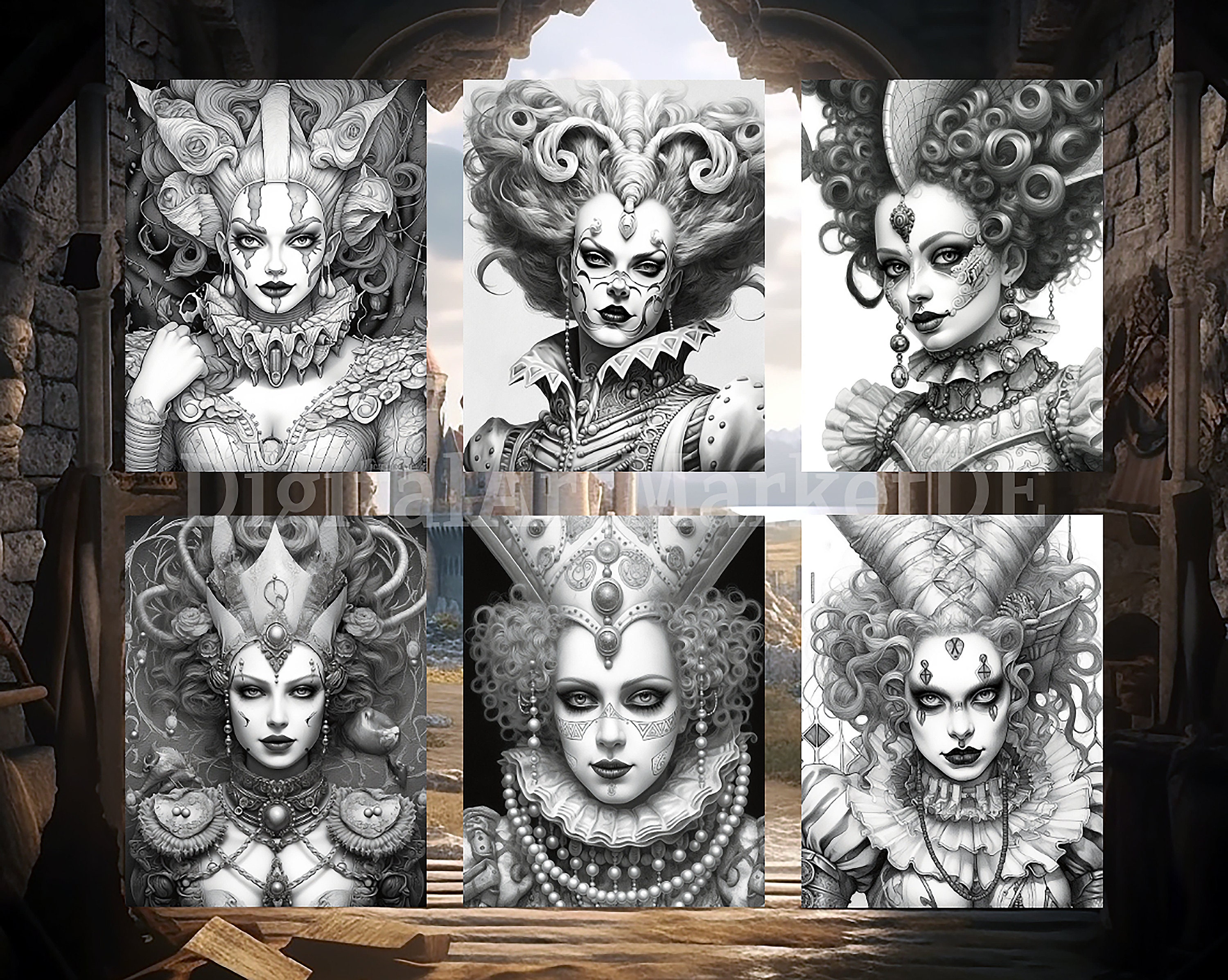 Harlequins Coloring Pagesfor Adults Instant Download - Etsy