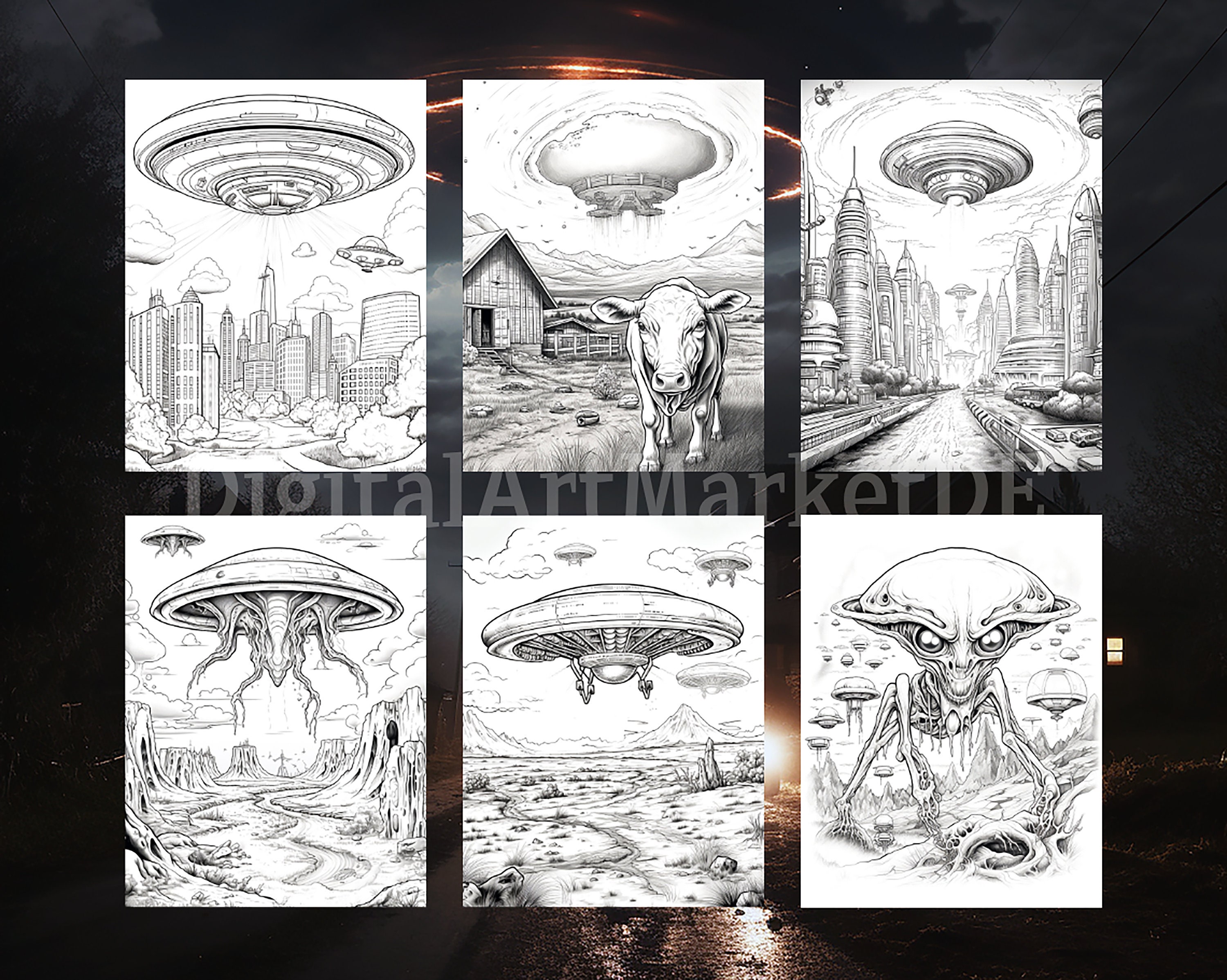 Invasion Coloring Pages for Adults instant Download - Etsy