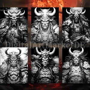 Hell Samurai Coloring Pages,for Adults Instant Download grayscale ...
