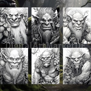 Troll Coloring Pages for Adults Instant Download grayscale Coloring ...