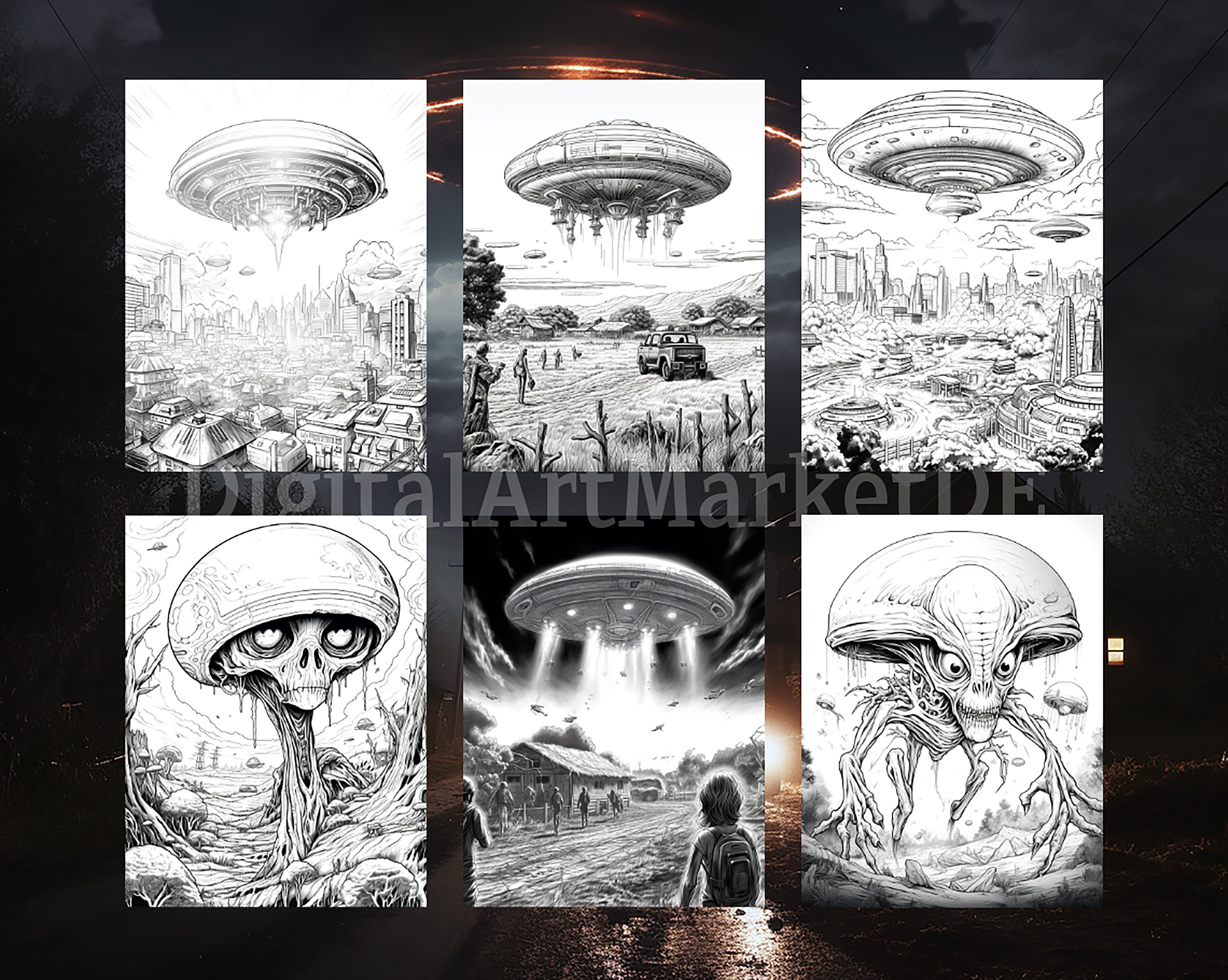 Invasion Coloring Pages for Adults instant Download - Etsy