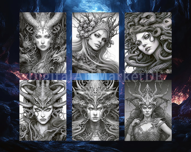 Lilith Coloring Pagesfor Adults Instant Download - Etsy