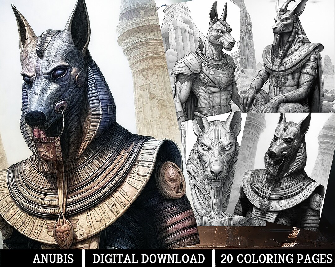 Páginas para colorear inspiradas en Anubis, para adultos Descarga ...