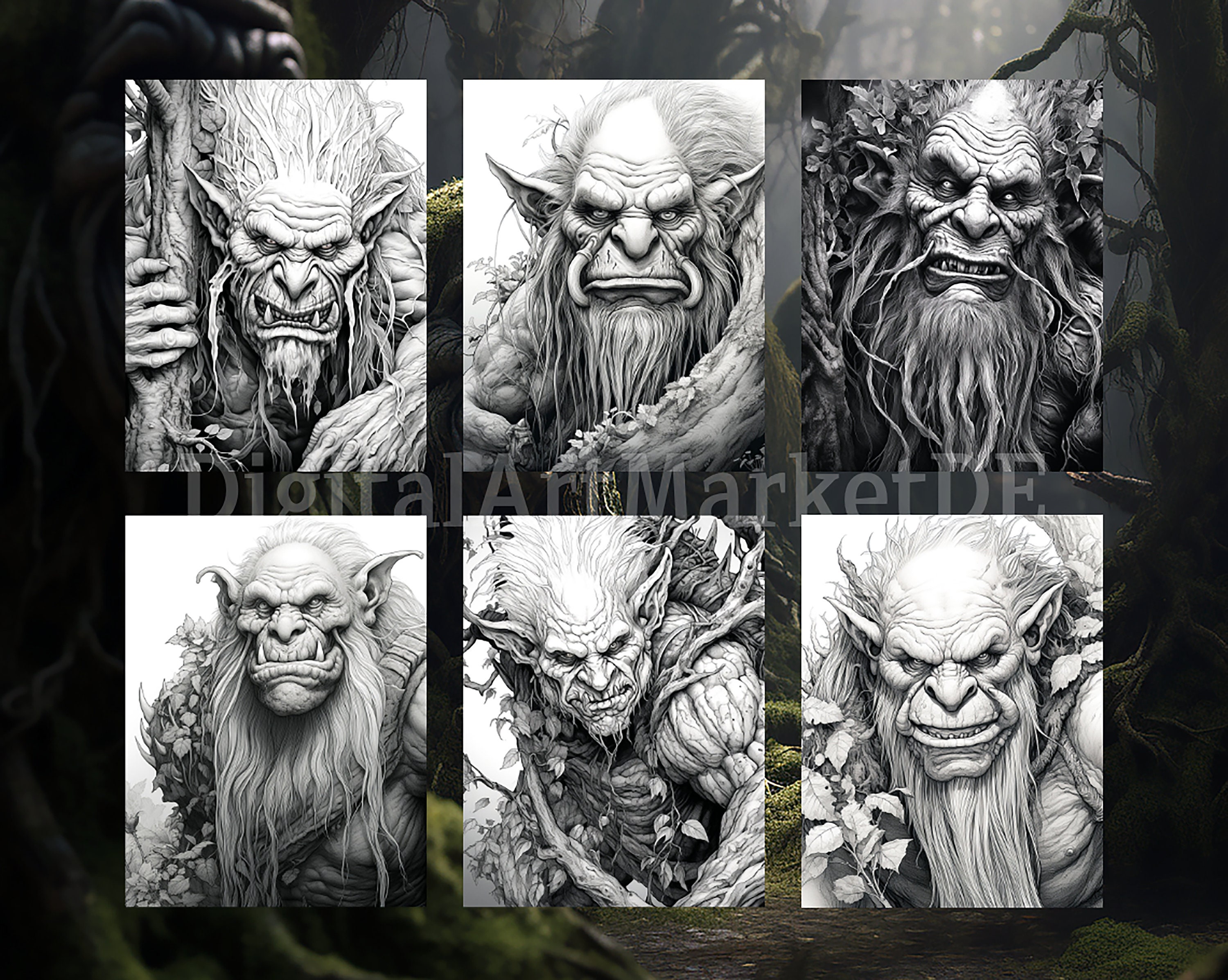 Troll Coloring Pages for Adults Instant Download grayscale - Etsy