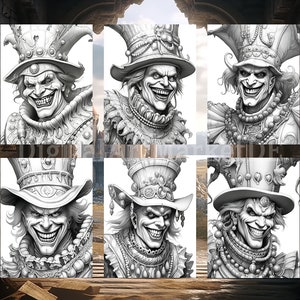 The Jester Coloring Pages,for Adults - Instant Download -grayscale ...