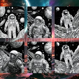 Astronauts in Space Coloring Pages, Adults + Kids- Instant Download ...
