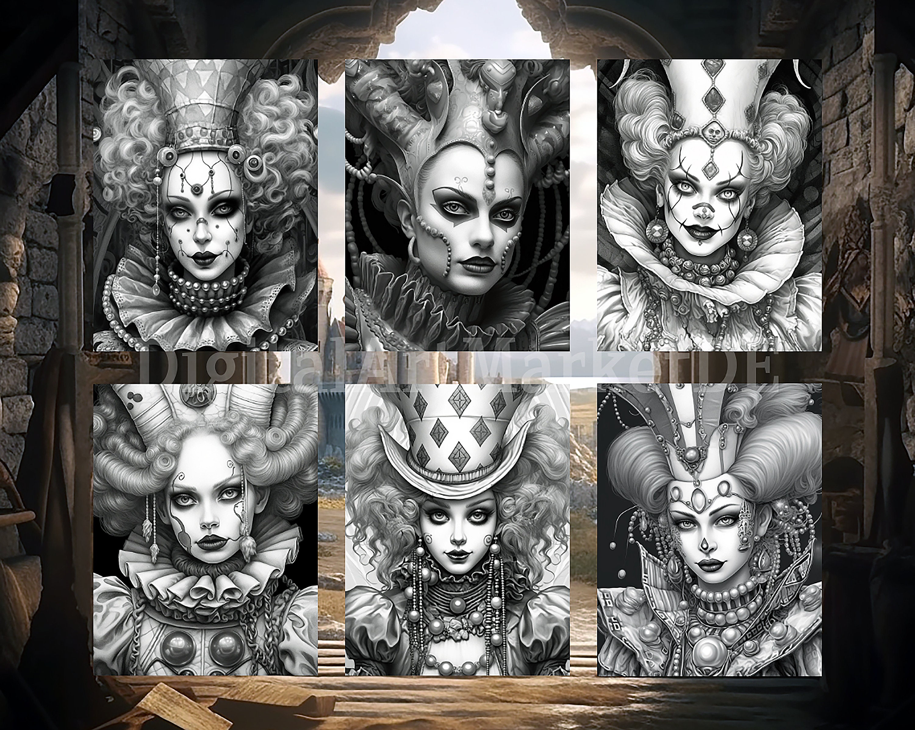 Harlequins Coloring Pagesfor Adults Instant Download - Etsy