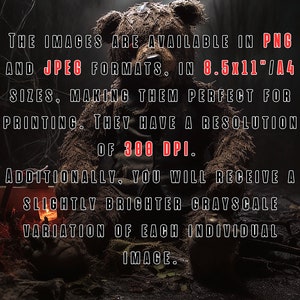 Zombie Teddy Coloring Pages for Adults - Instant Download - Grayscale ...