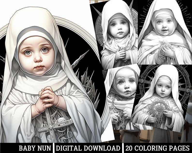 Baby Nun Coloring Pages for Adults instant Download - Etsy
