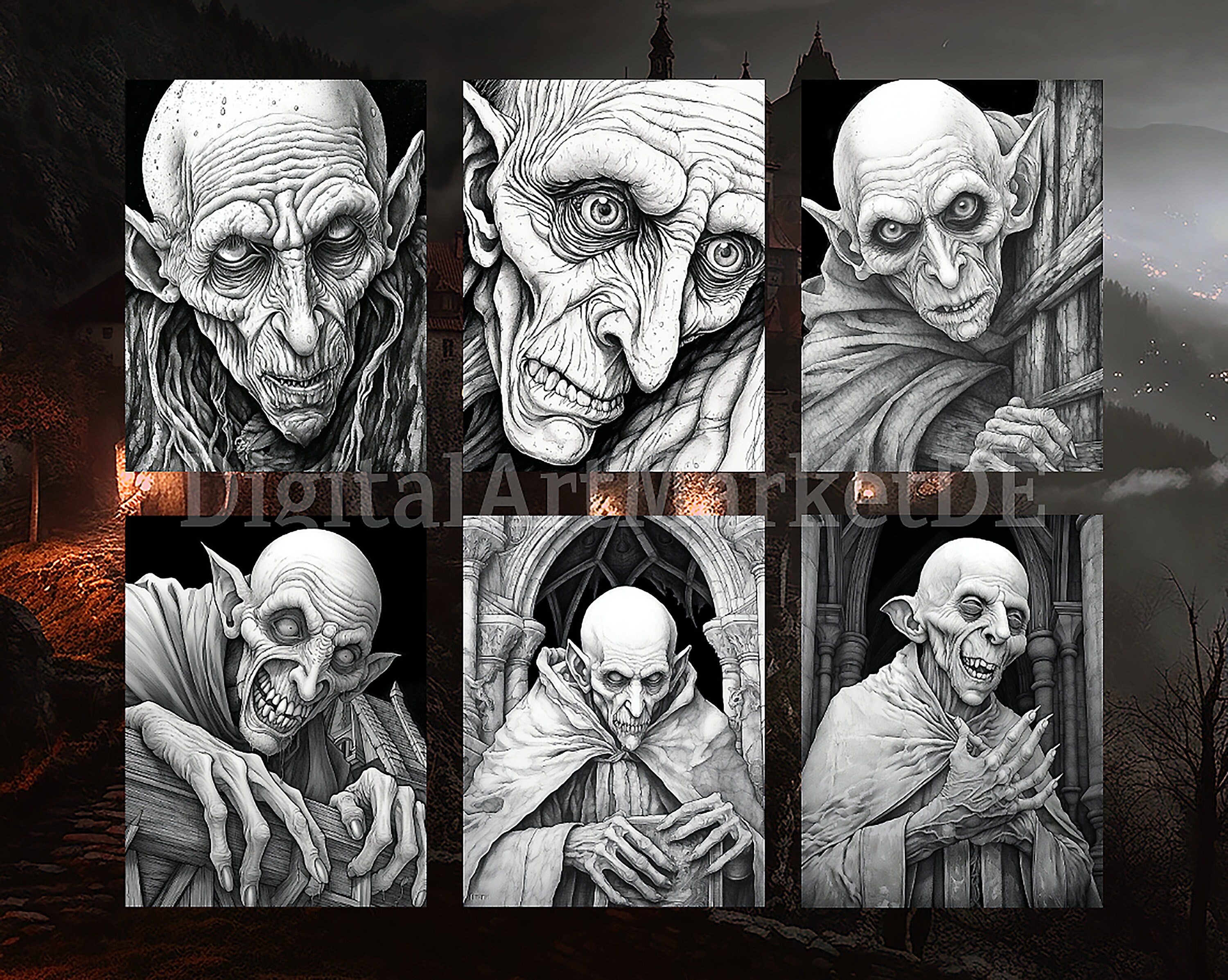 Nosferatu Inspired Coloring Pages for Adults Instant - Etsy UK