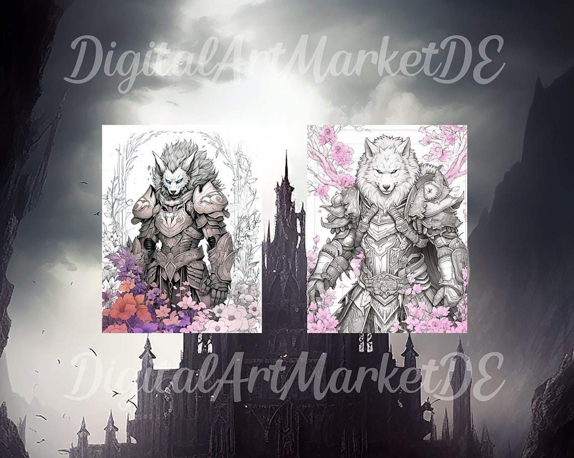 Feral Knights Coloring Pagesfor Adults Instant Download - Etsy