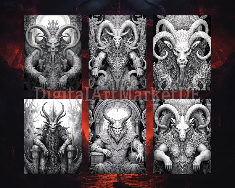 Baphomet Demons Adult Coloring Pagesfor Adults Instant - Etsy