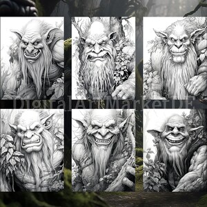 Troll Coloring Pages for Adults - Instant Download -grayscale Coloring ...