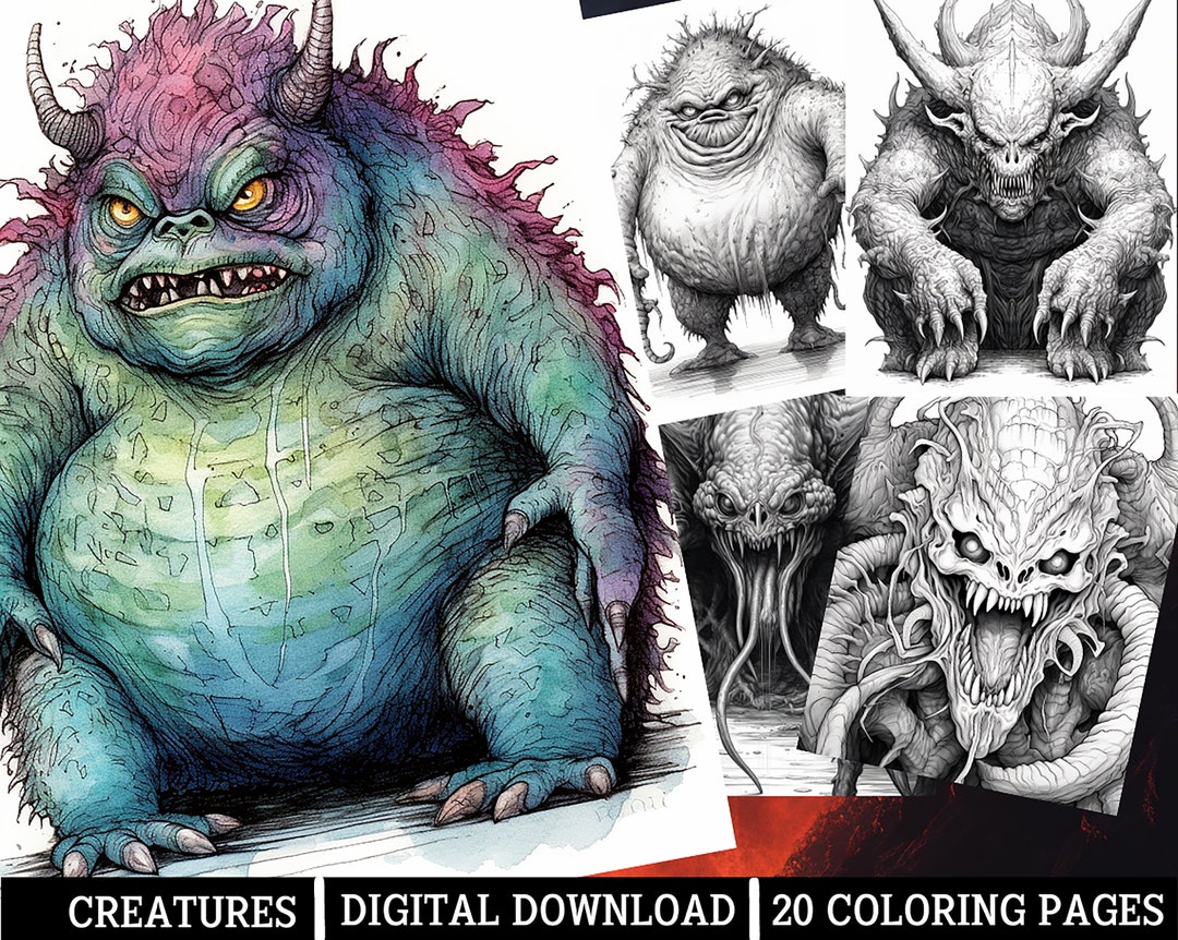 Absurd Creatures Coloring Pages,for Adults - Instant Download ...