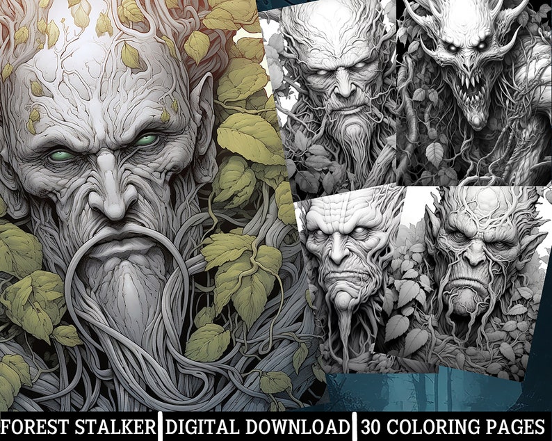 Forest Stalker Coloring Pages for Adults Instant Download - Etsy