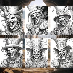 The Jester Coloring Pages,for Adults - Instant Download -grayscale ...