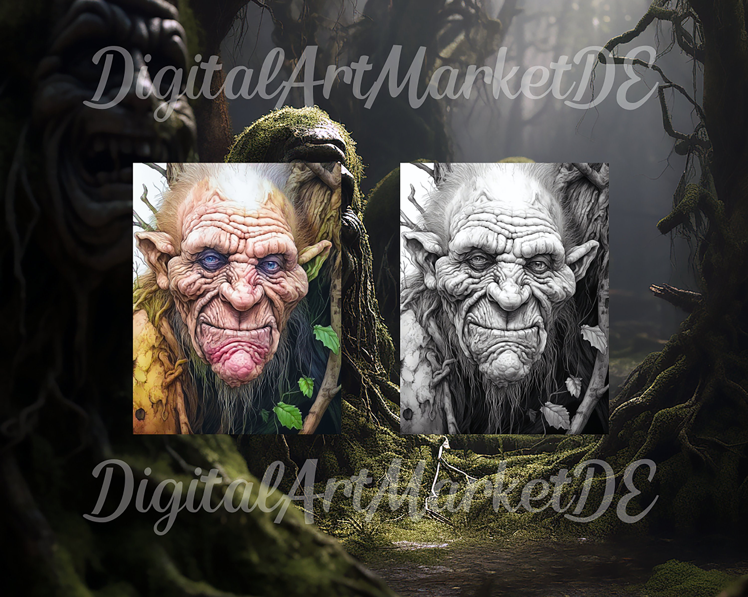 Troll Coloring Pages for Adults Instant Download grayscale - Etsy