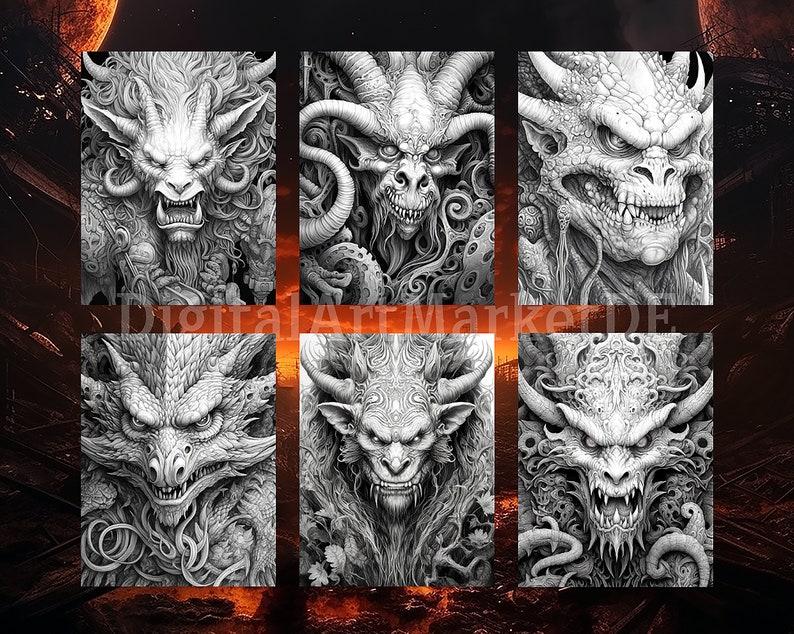 Demons Coloring Pages for Adults Instant Download - Etsy