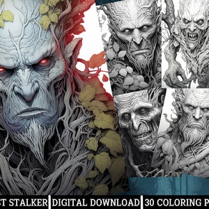 Forest Stalker Coloring Pages for Adults - Instant Download -grayscale ...