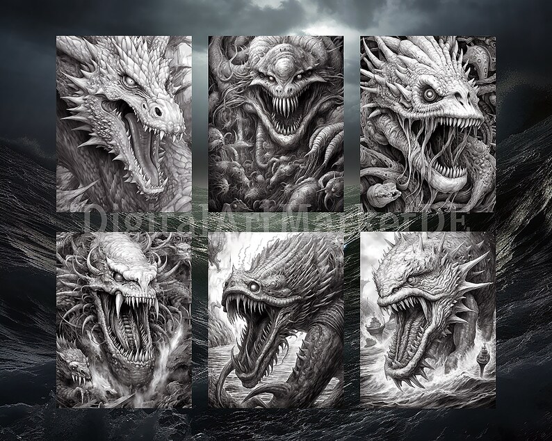 Leviathan Coloring Pages for Adults Instant Download - Etsy