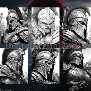 Spartan Coloring Pages for Adults - Instant Download -grayscale ...