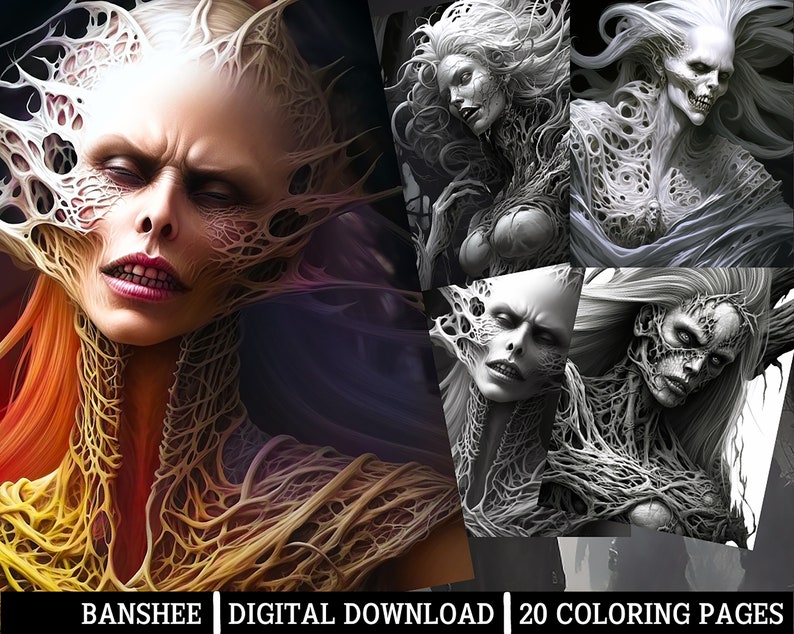 Banshee Coloring Pages for Adults Instant Download - Etsy
