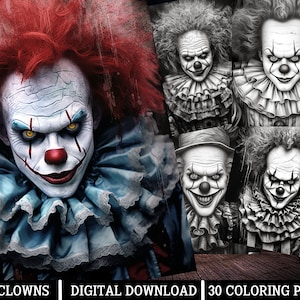 Realistic Psycho Clowns Adult Coloring Pages,for Adults Instant ...