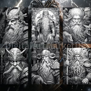 Odin Coloring Pages,for Adults Instant Download grayscale Coloring Page ...