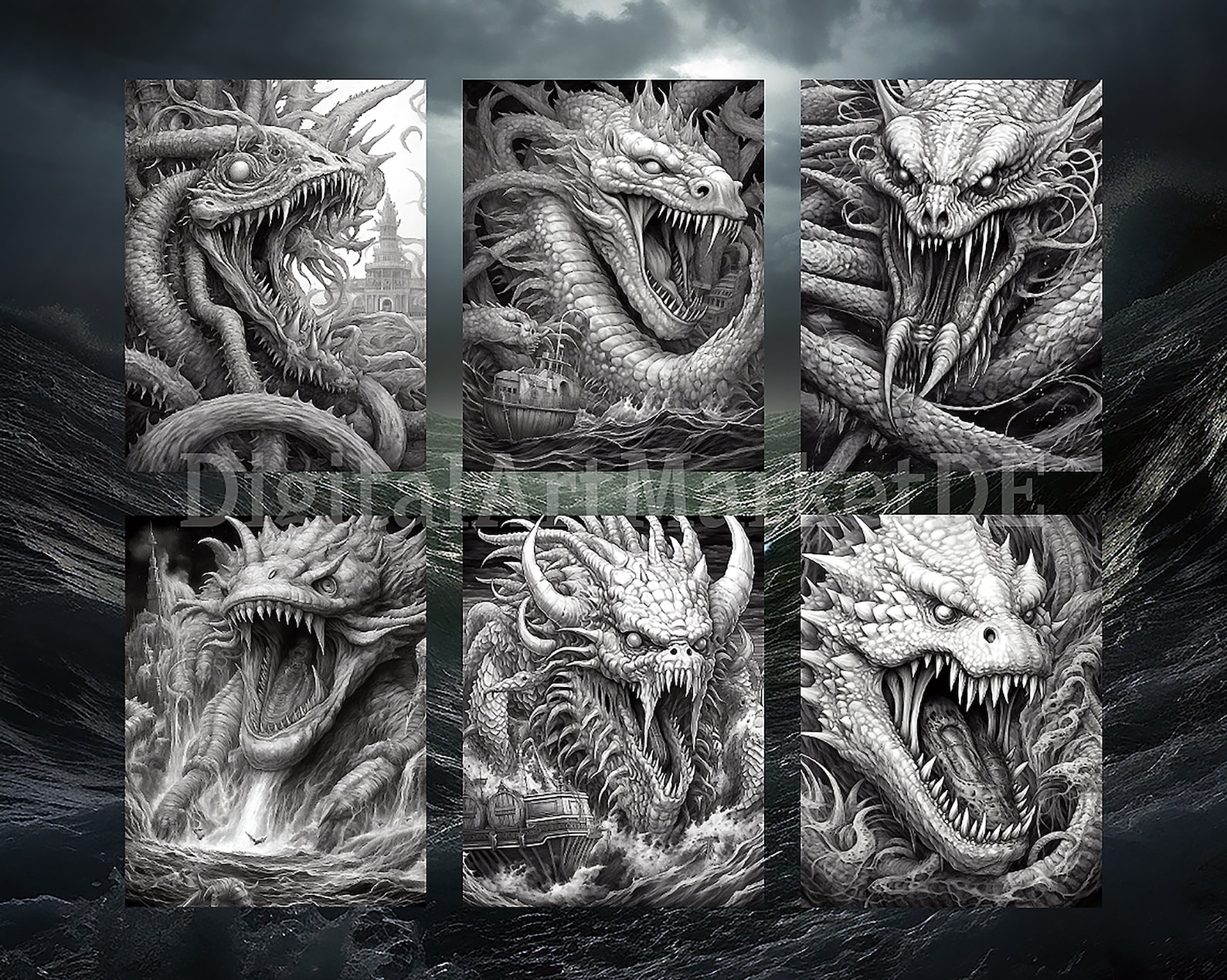 Leviathan Coloring Pages for Adults Instant Download - Etsy