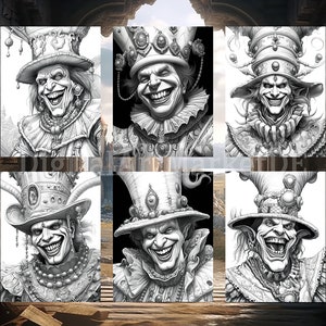 The Jester Coloring Pages,for Adults - Instant Download -grayscale ...