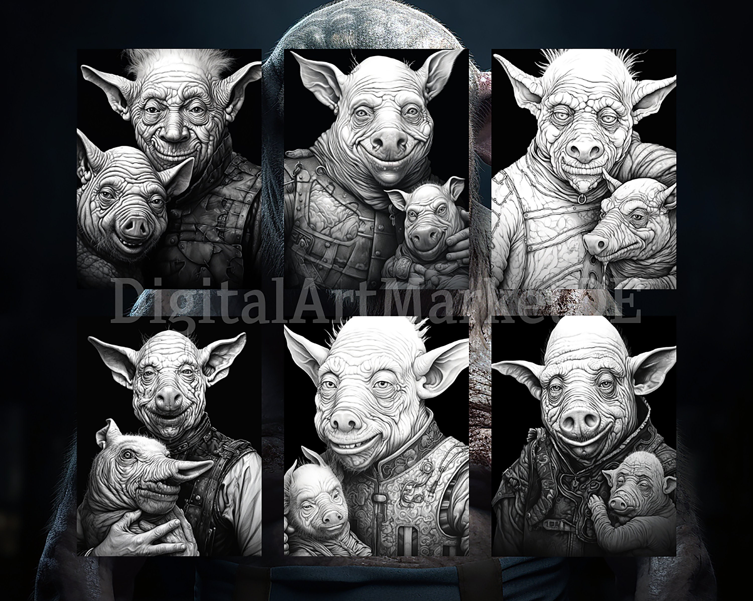 Oink Coloring Pages for Adults instant Download grayscale - Etsy