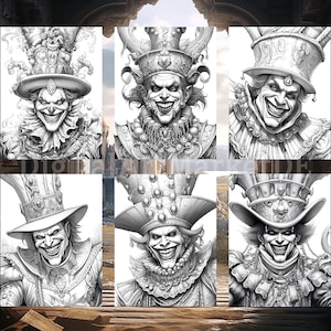 The Jester Coloring Pages,for Adults - Instant Download -grayscale ...