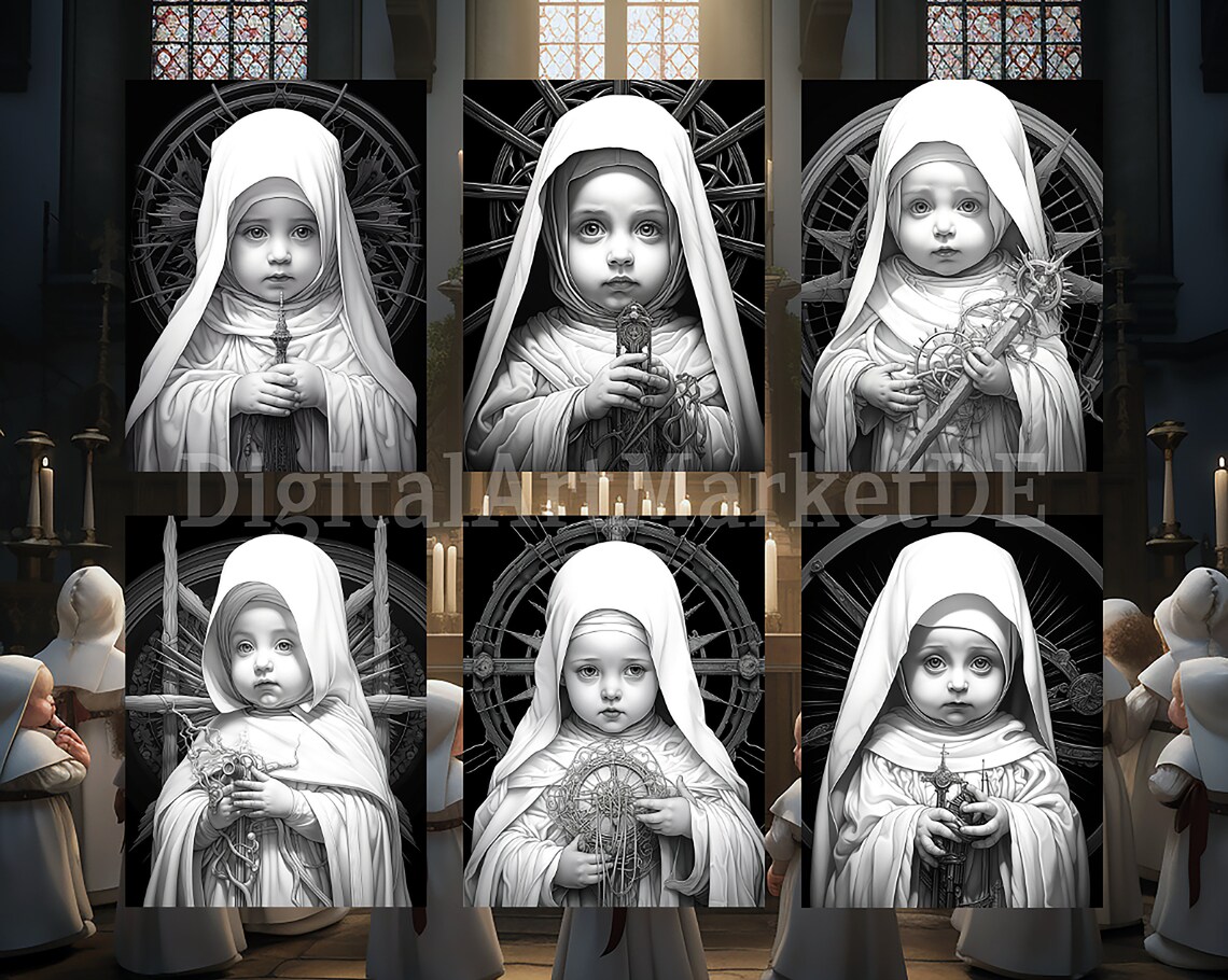 Baby Nun Coloring Pages for Adults instant Download - Etsy