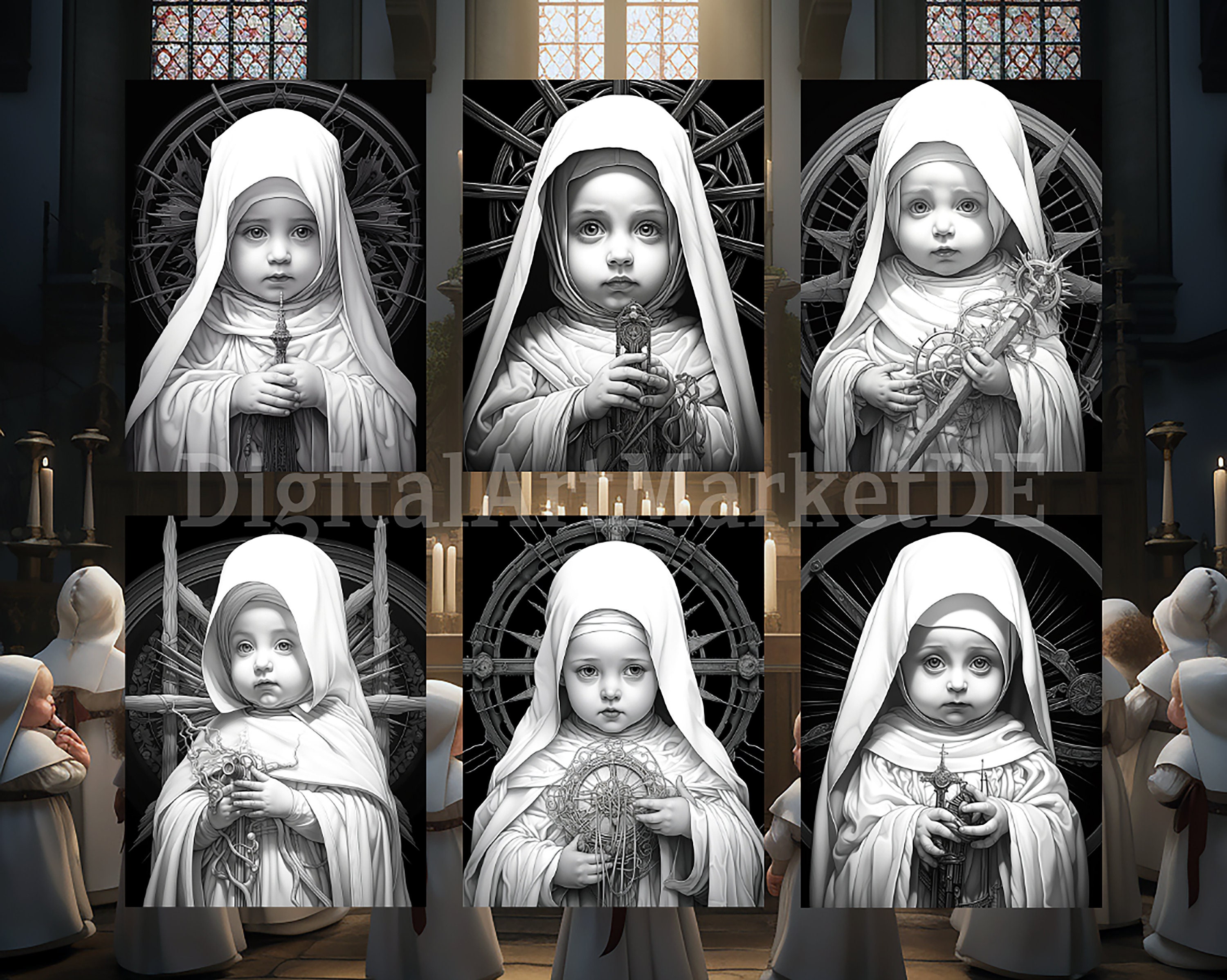 Baby Nun Coloring Pages for Adults instant Download - Etsy