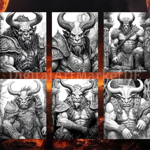 Minotaur Coloring Pages,for Adults - Instant Download -grayscale ...