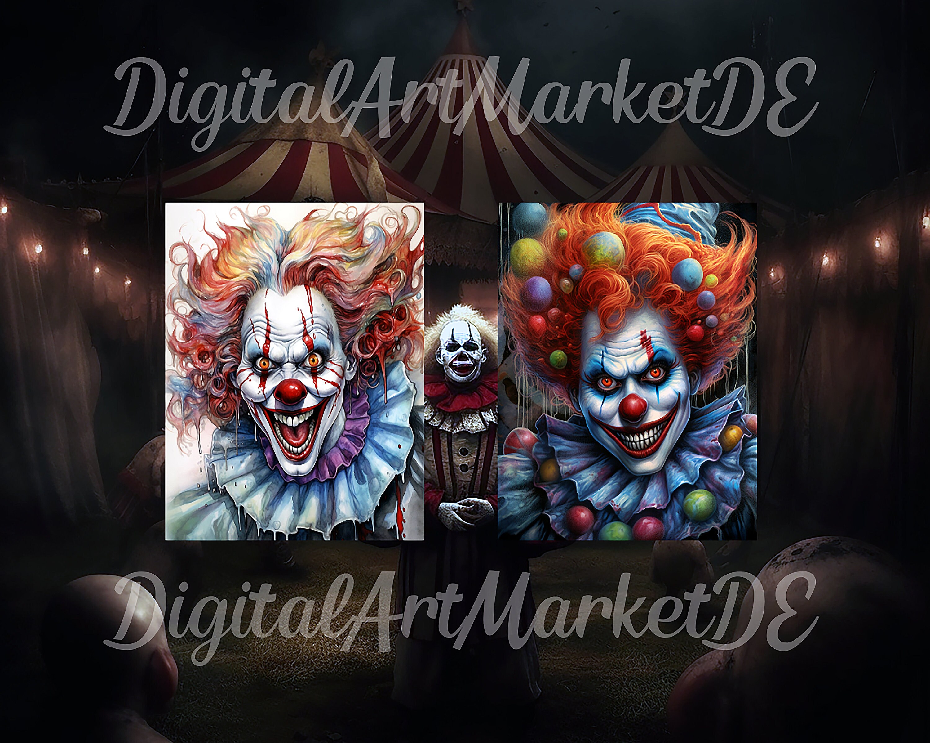 Psycho Clowns 4 Coloring Pagesfor Adults - Etsy