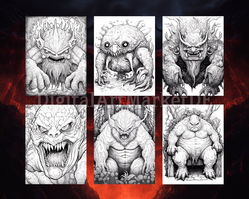 Absurd Creatures Coloring Pagesfor Adults Instant Download - Etsy