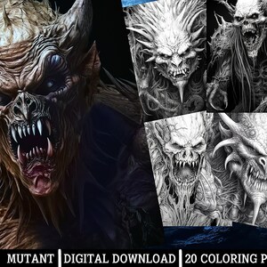 Mutant Coloring Pages,for Adults - Instant Download -grayscale Coloring ...