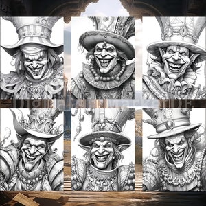 The Jester Coloring Pages,for Adults - Instant Download -grayscale ...
