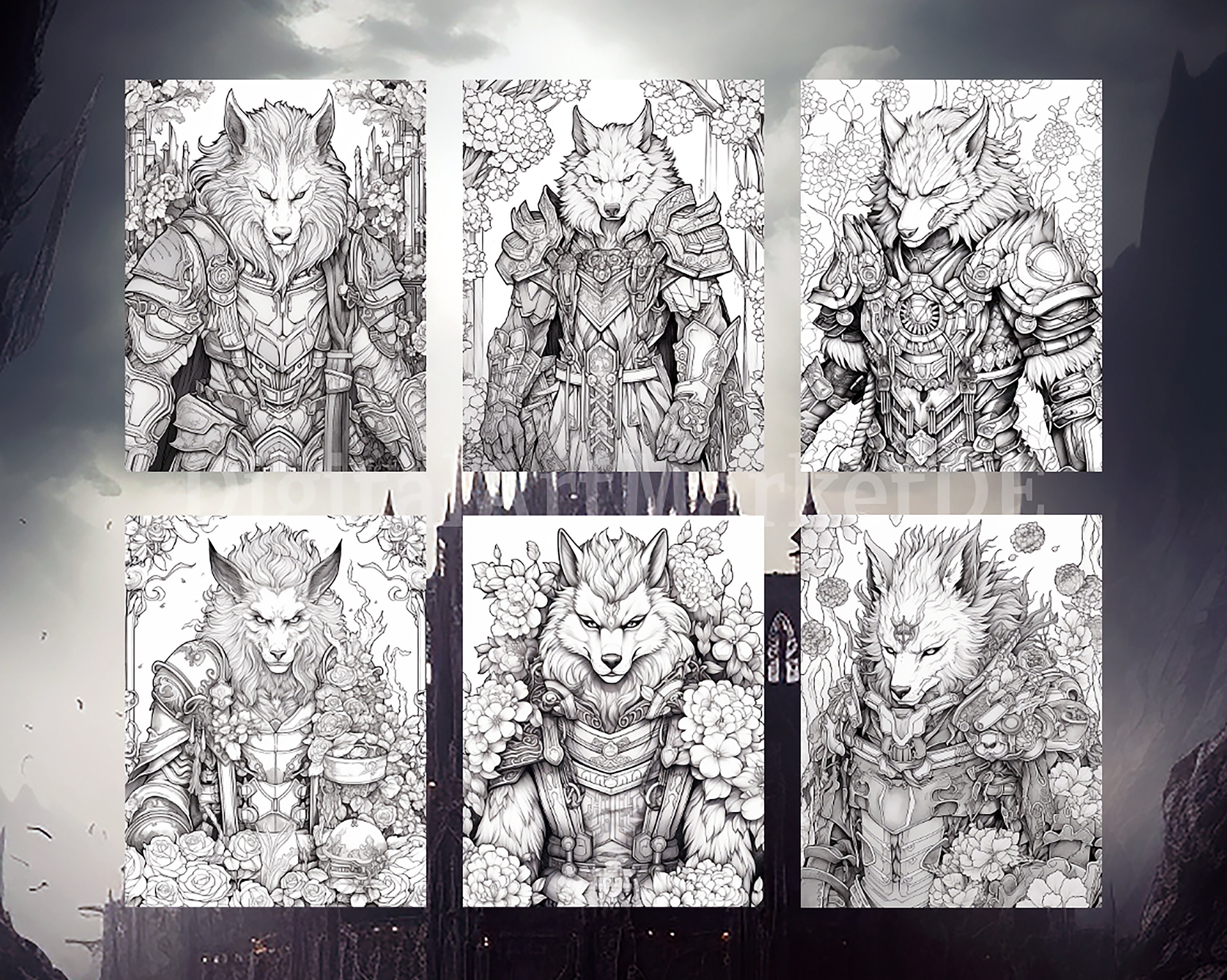 Feral Knights Coloring Pagesfor Adults Instant Download - Etsy