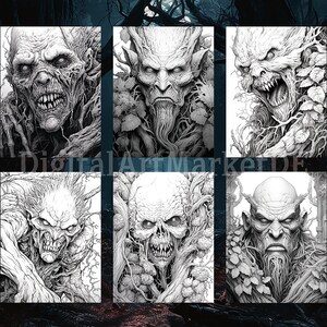 Forest Stalker Coloring Pages for Adults - Instant Download -grayscale ...