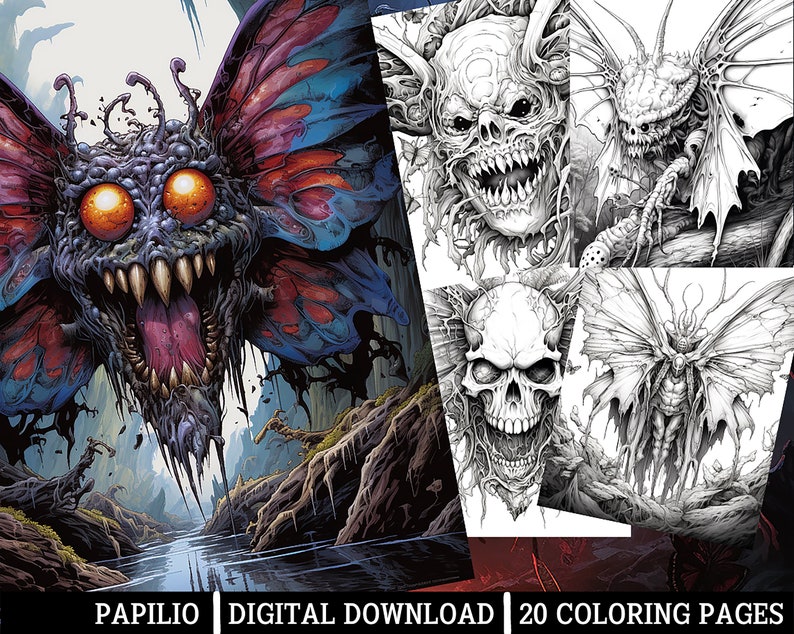 Daemon Papilio Coloring Pages for Adults Instant Download - Etsy