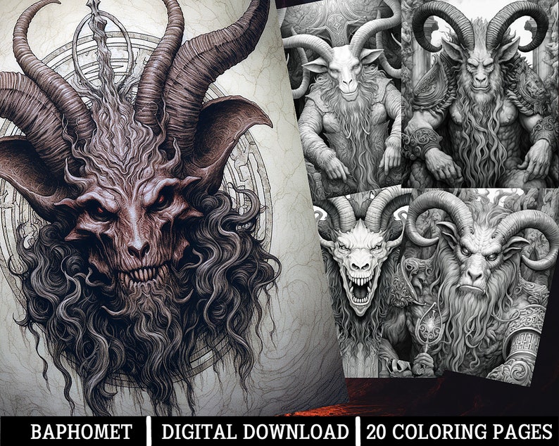Baphomet Demons Adult Coloring Pagesfor Adults Instant - Etsy