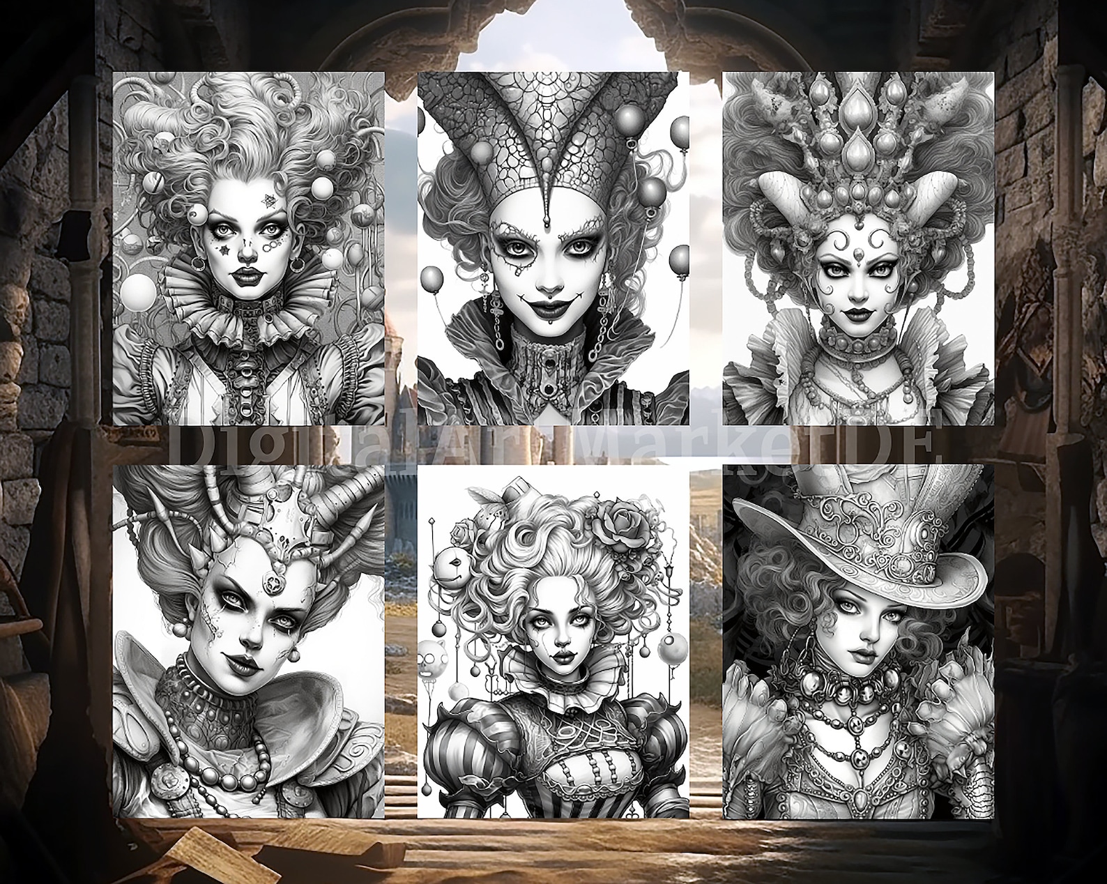 Harlequins Coloring Pagesfor Adults Instant Download - Etsy