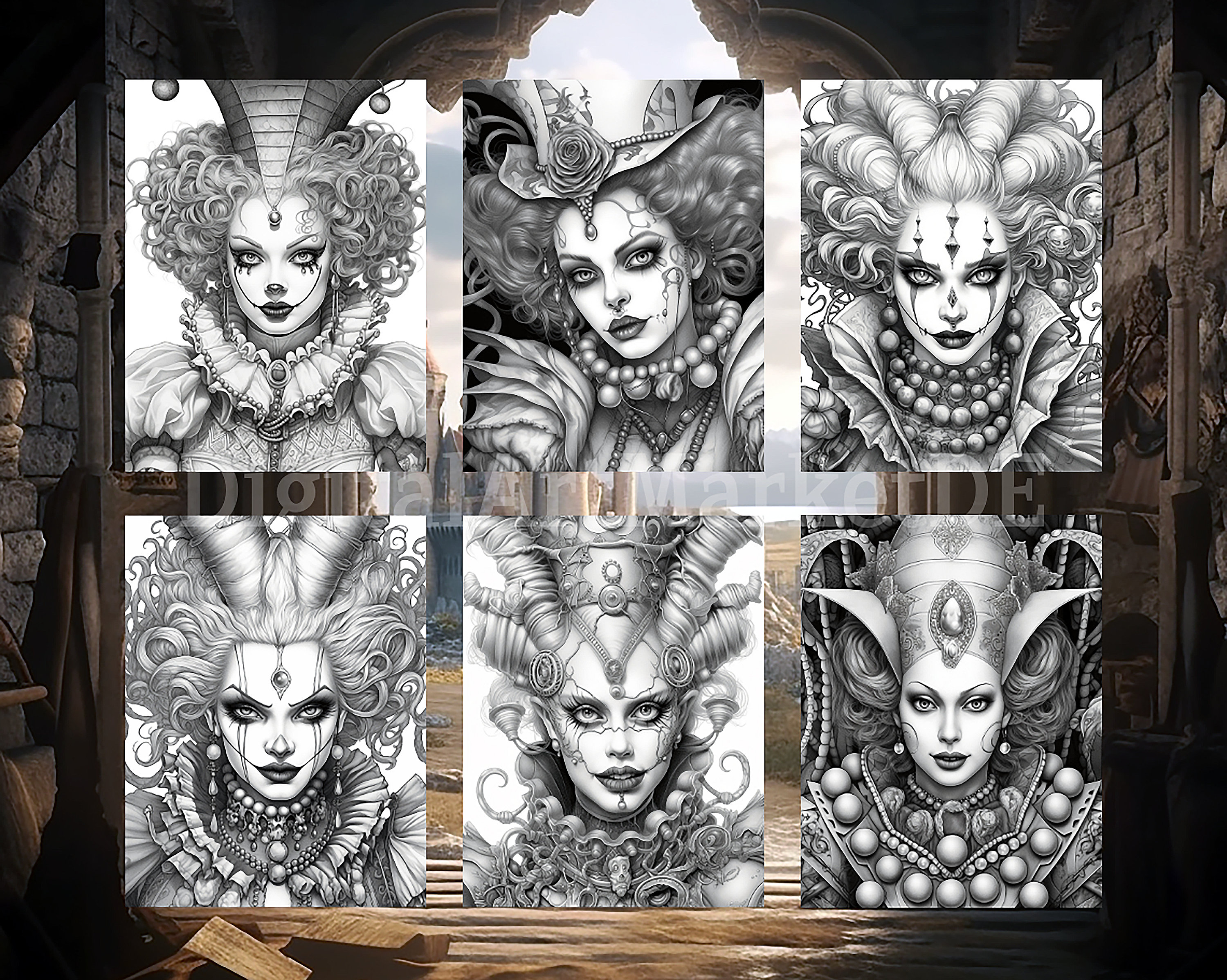 Harlequins Coloring Pagesfor Adults Instant Download - Etsy