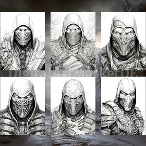 Ice Ninja Coloring Pages for Adults - Instant Download -grayscale ...