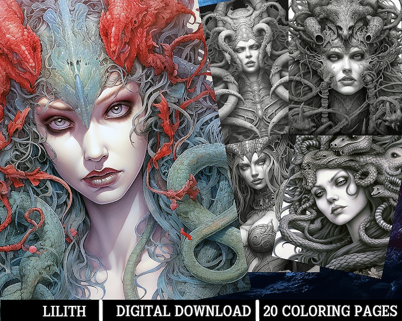 Lilith Coloring Pagesfor Adults Instant Download - Etsy