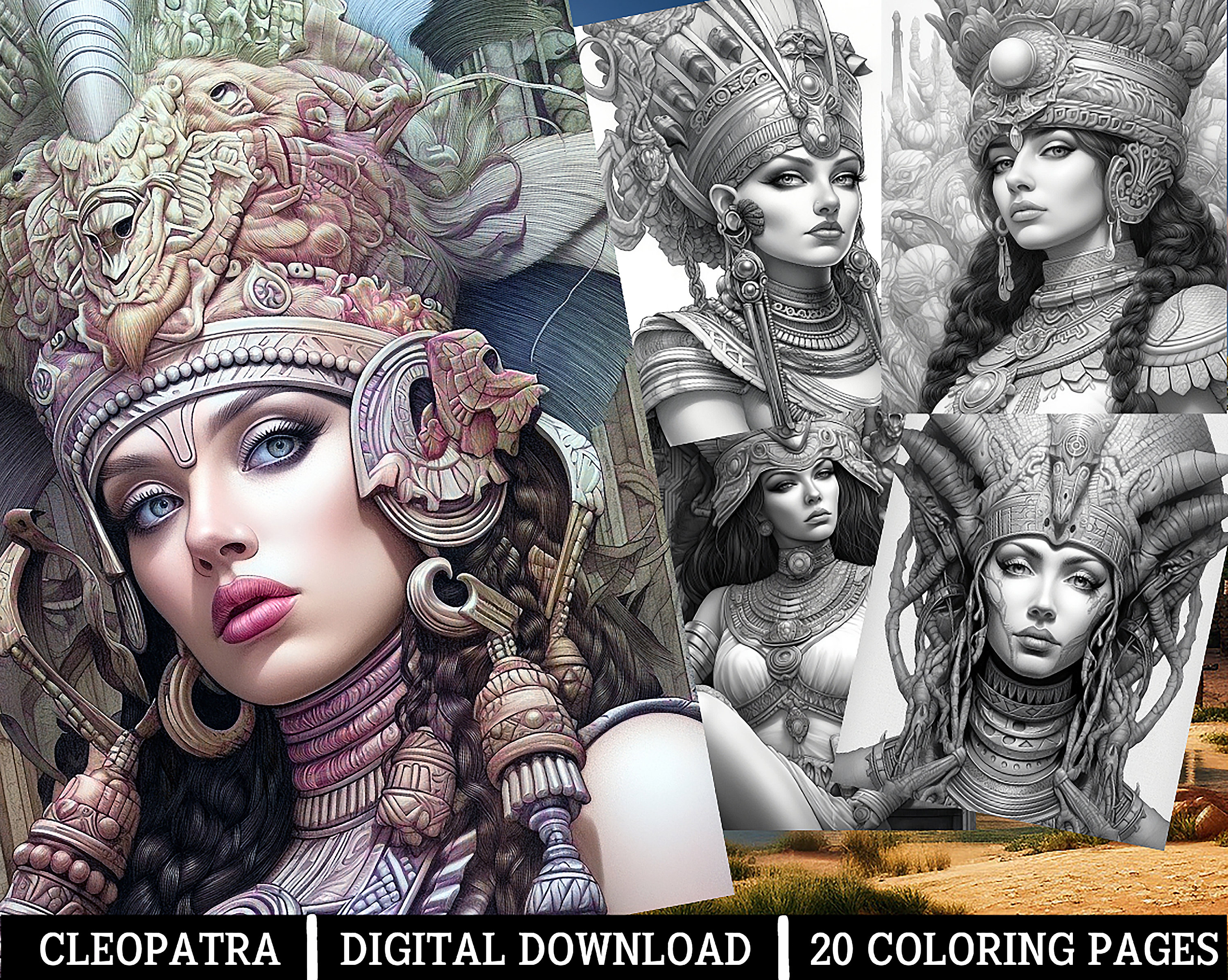 Cleopatra Coloring Pagesfor Adults Instant Download - Etsy